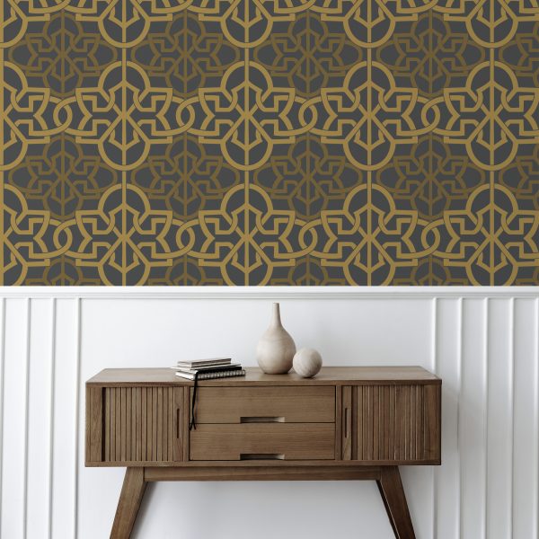 Modern Selçuklu Sarı Motif Duvar Kağıdı